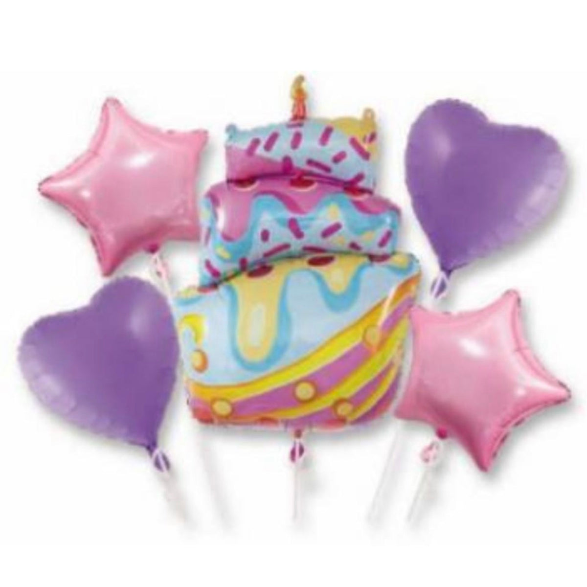 HAPPY BIRTHDAY PINK CAKE BALLOON BOUQUET – The Party Station